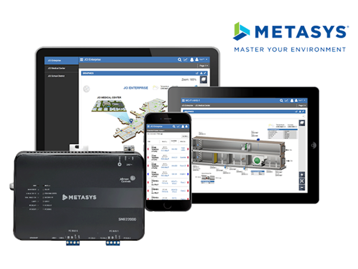 Different Metasys products on a slide